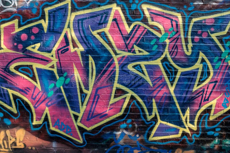 Colourful Graffiti Features Abstract Letters with Sharp Edges on a ...