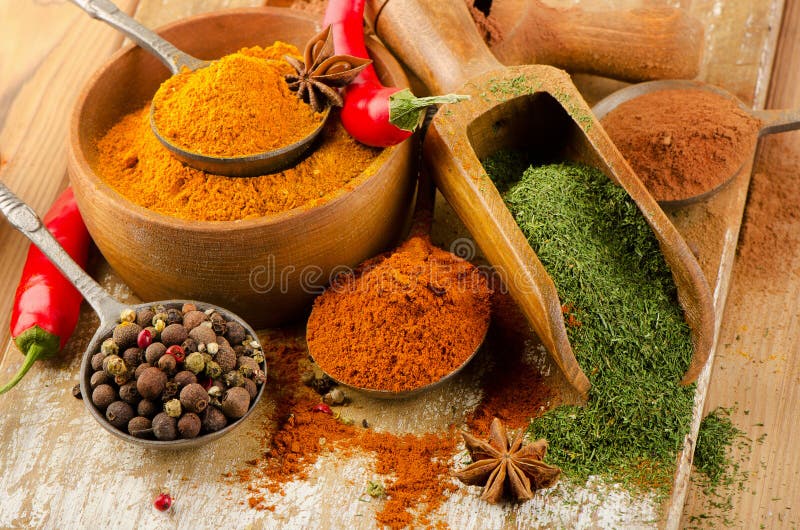 Colourful ground spices stock photo. Image of coriander - 50216280