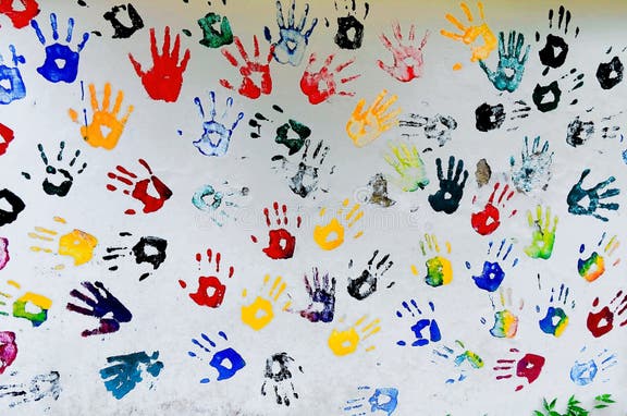 Colourful Hand Print on Wall Stock Photo - Image of hand, print: 334648818