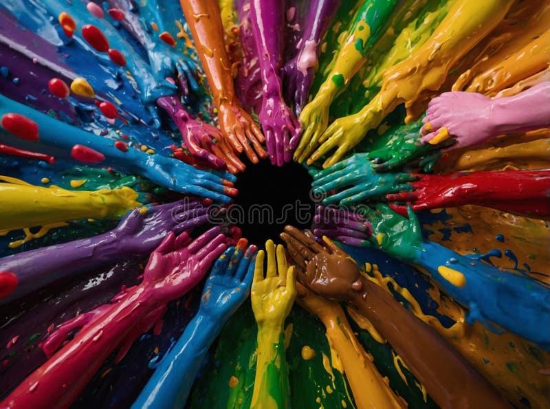 Colourful Hands on Deck Team Work Concept Stock Illustration ...