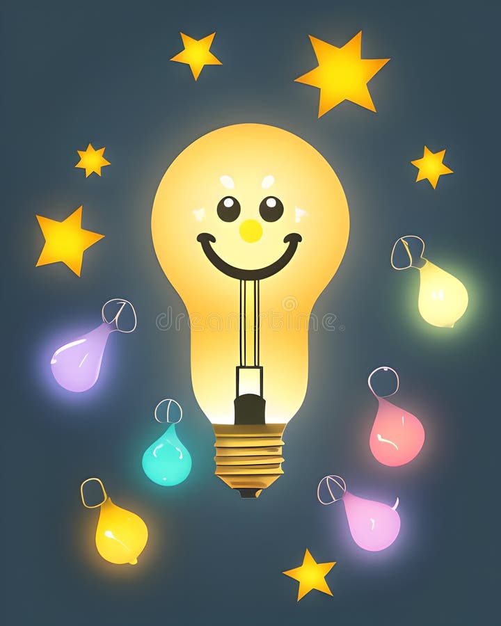 Colourful Happy Lightbulb Background Stock Illustration - Illustration ...