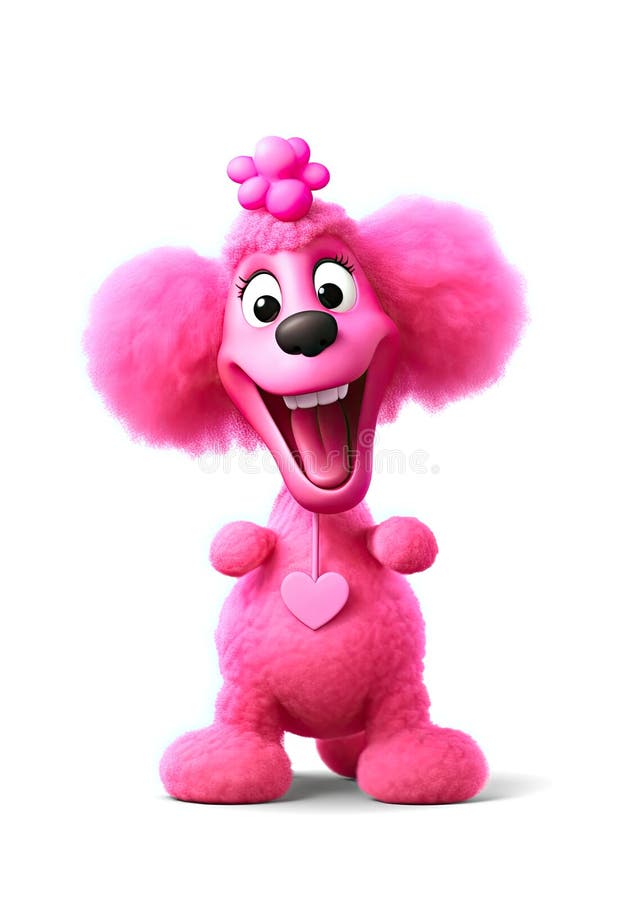 Colourful Happy Pink Poodle Generative AI Illustration Stock ...