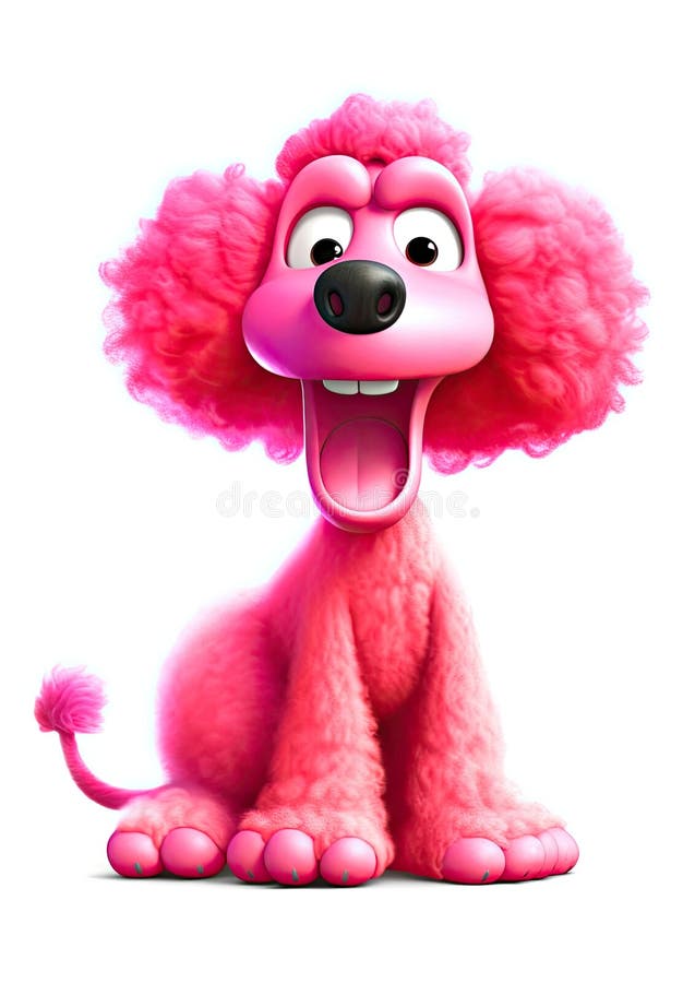 Colourful Happy Pink Poodle Generative AI Illustration Stock ...