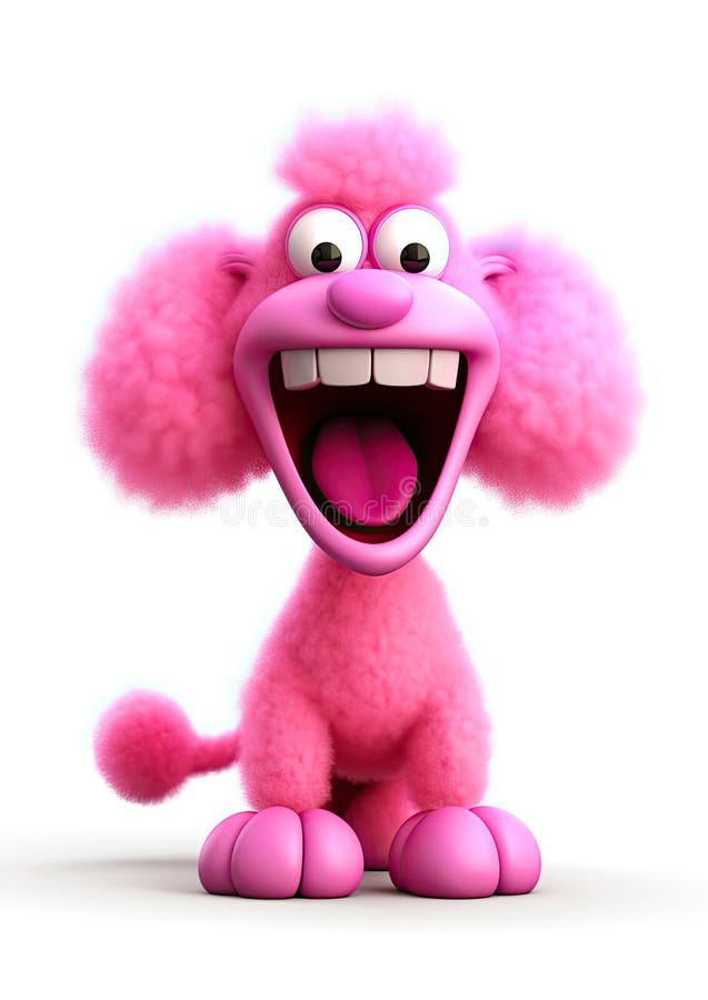 Colourful Happy Pink Poodle Generative AI Illustration Stock ...