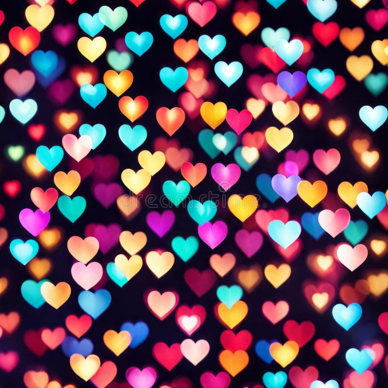 Colourful Heart Shape Lights Bokeh Background Stock Illustration ...