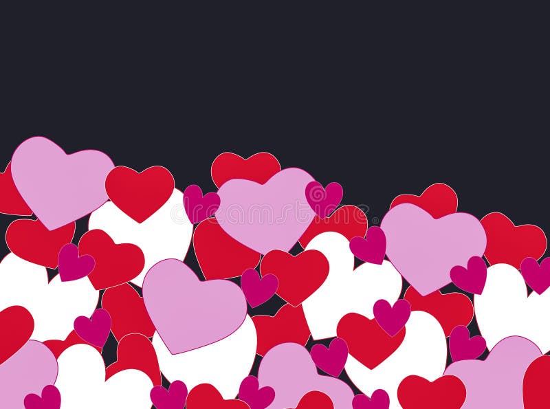 Colourful Hearts on Abstract Black Background, Love Pattern Design ...