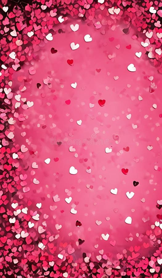 Colourful Hearts on Bright Pink Background Drawing Generative AI Stock ...