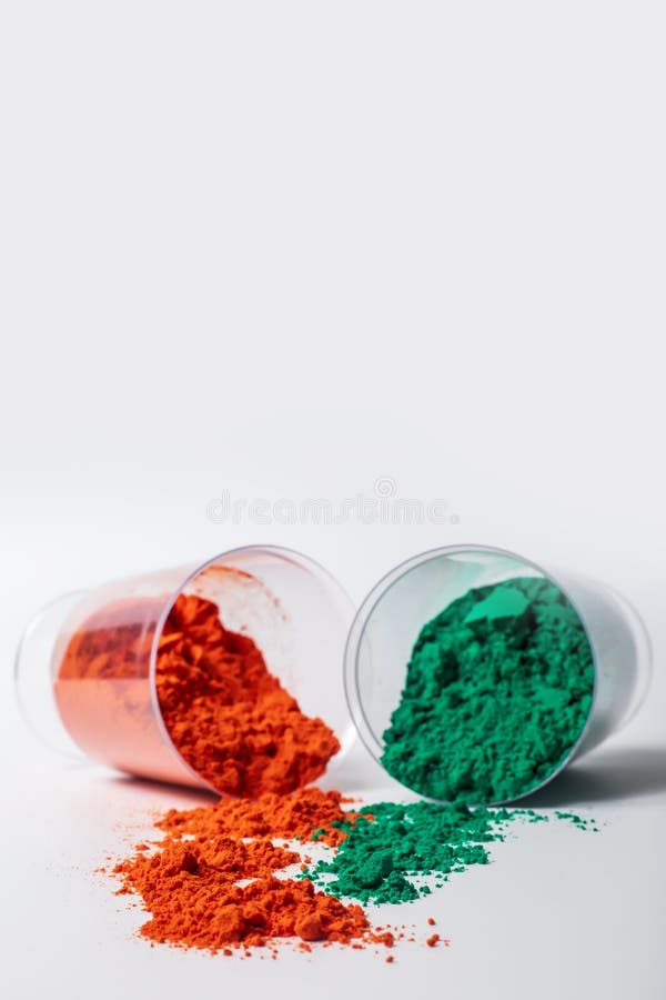 Colorful Holi Powder in Plastic Containers Isolated on White Background ...