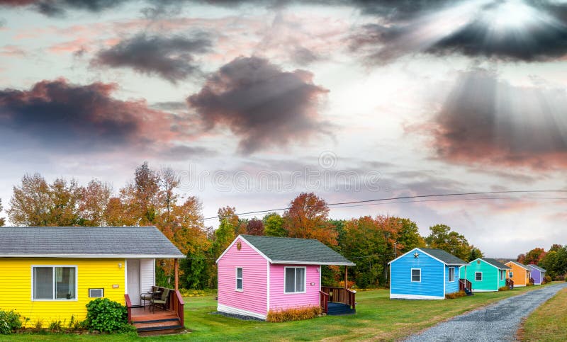 Colourful Homes of New England Stock Image - Image of fall, green: 77125199