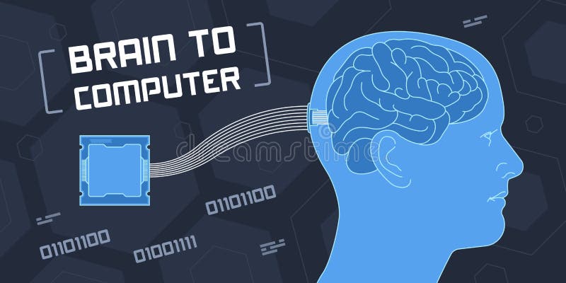 Flat Vector Illustration of Brain To Computer Stock Vector ...