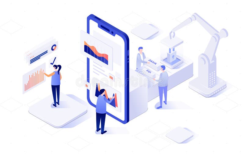 Vector Isometric Illustration of an Front-end and Back-end Stock Vector ...