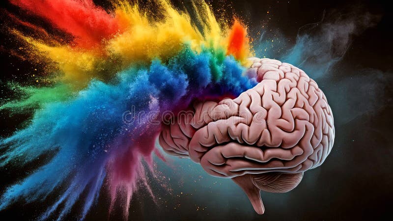 A Colourful Imagination.a Mutli Coloured Brain,explodes with Array of ...