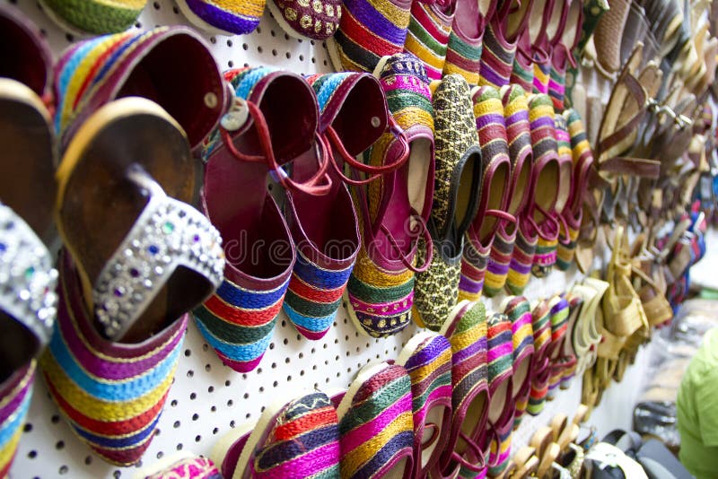 Colourful Indian Handmade Shoe Stock Photo - Image of slipper, souviner ...