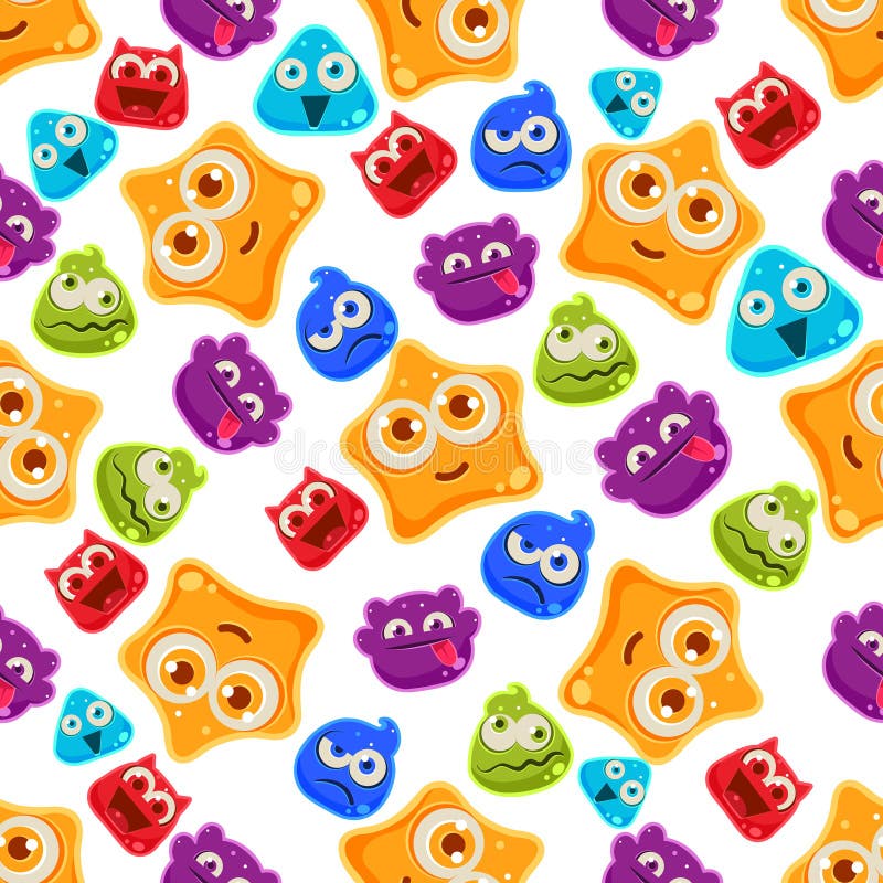 Colourful Jelly Characters with Emotions. Vector Illustration Pattern ...