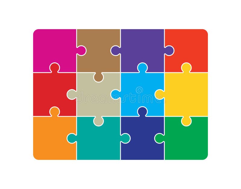 Colourful jigsaw puzzle stock vector. Illustration of font - 371936263