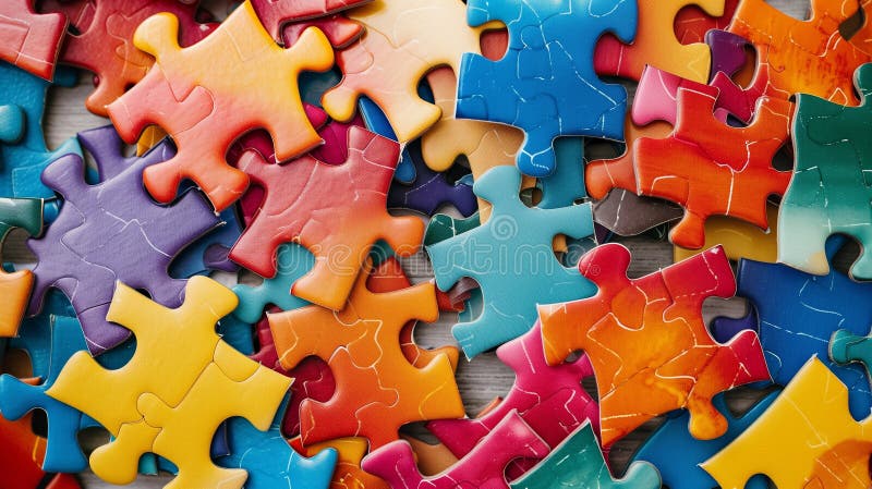 Colourful Jigsaw Puzzle Pieces Pattern, Creativity and Cooperation ...
