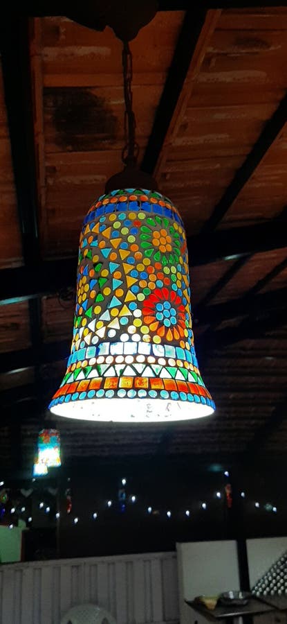 A Colourful Lantern Hanging in Restaurant. Stock Photo - Image of ...