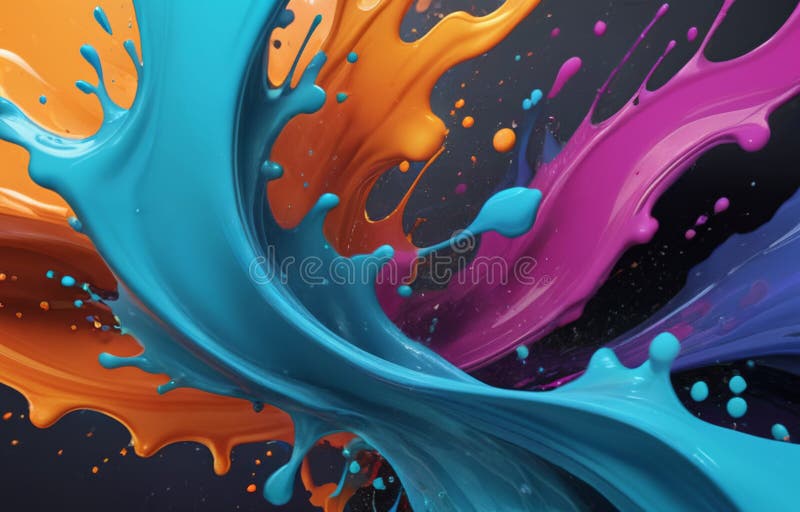 Colourful Liquid Paint Splashes Stock Illustration - Illustration of ...