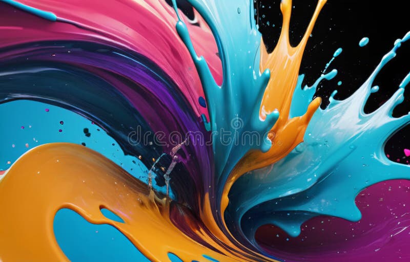 Colourful Liquid Paint Splashes Stock Illustration - Illustration of ...