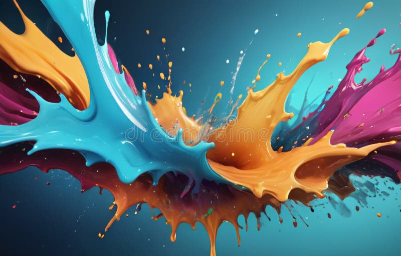 Colourful Liquid Paint Splashes Stock Illustration - Illustration of ...