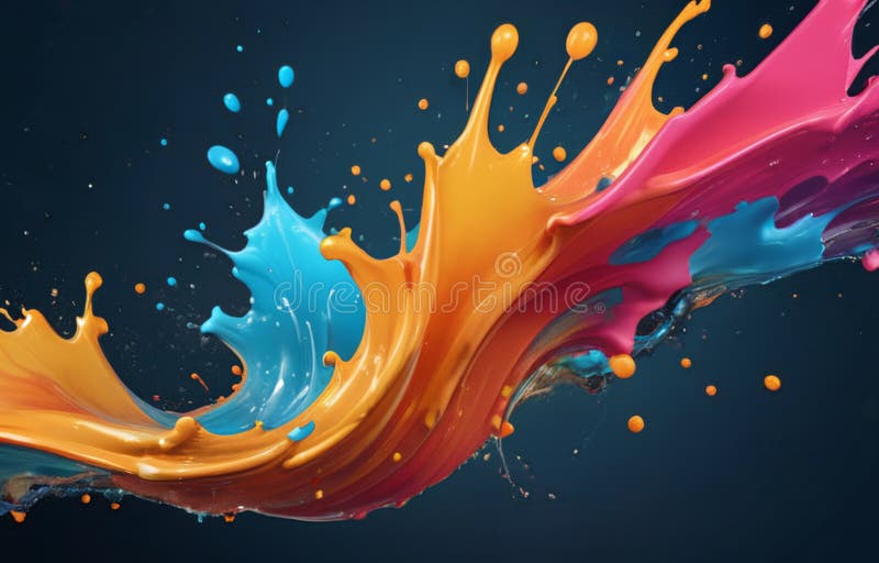 Colourful Liquid Paint Splashes Stock Illustration - Illustration of ...