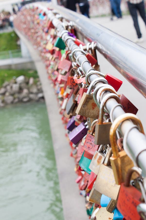 Colourful Lock Bridge stock photo. Image of salzburg - 63034490