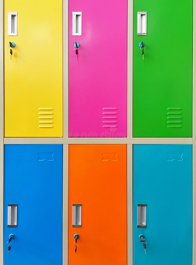 Colourful lockers stock image. Image of clean, pink, closet - 98977201