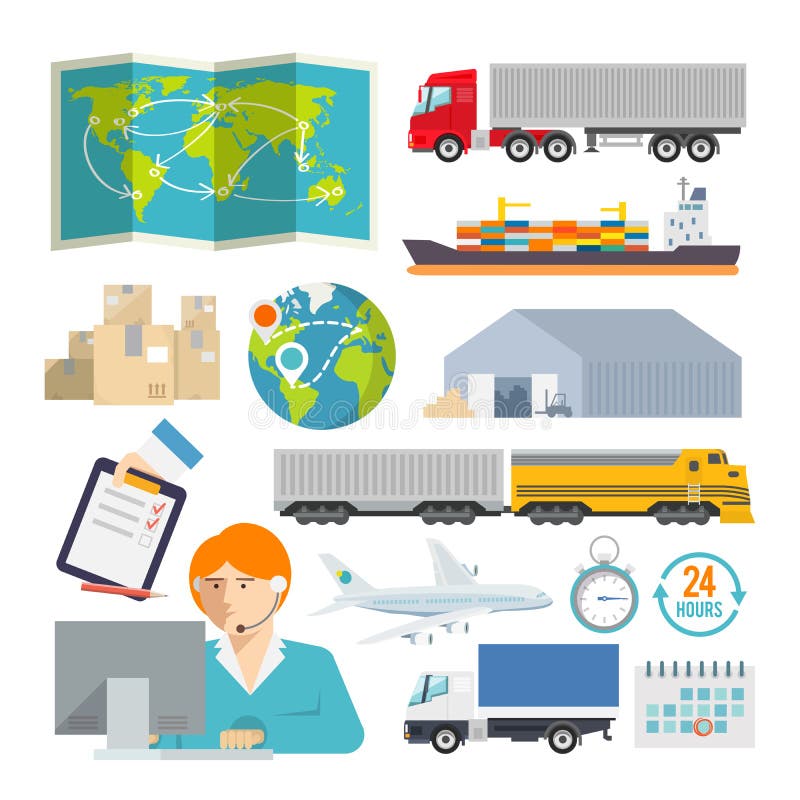 Logistic Infographics. Set of Flat Warehouse Icons Logistic Stock ...