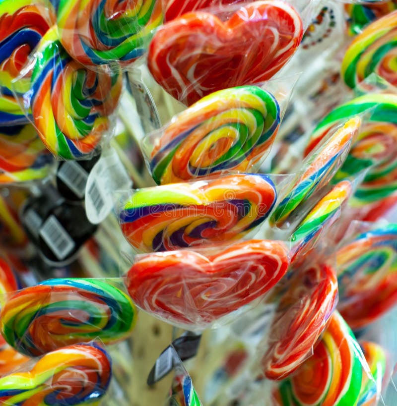Colourful Lollipops in Rows Stock Photo - Image of pink, candy: 123207152