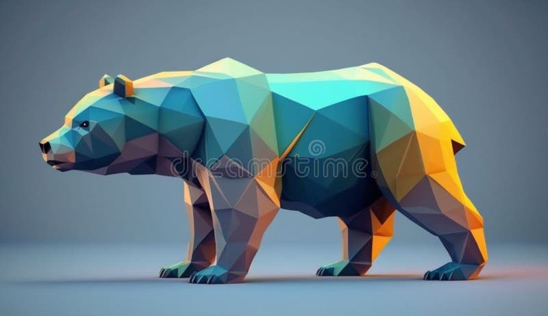Colourful Low Polygon Geometric Bear Animal. Generative AI Stock ...