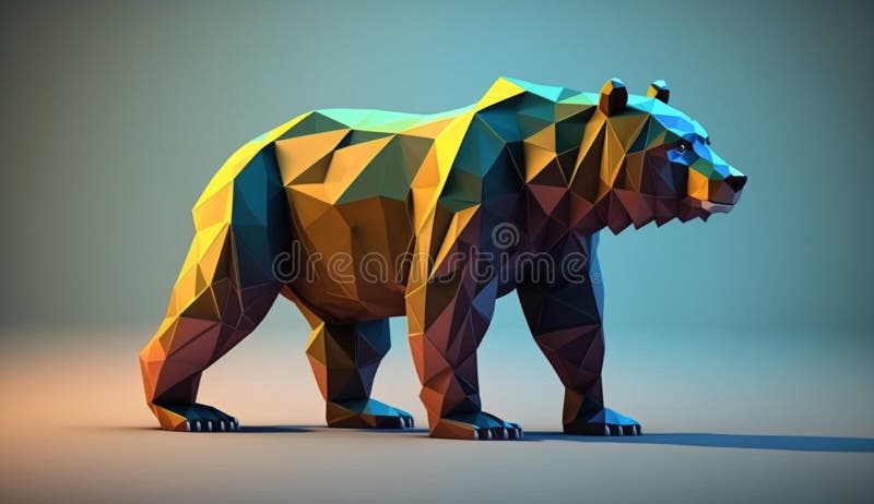 Colourful Low Polygon Geometric Bear Animal. Generative AI Stock ...