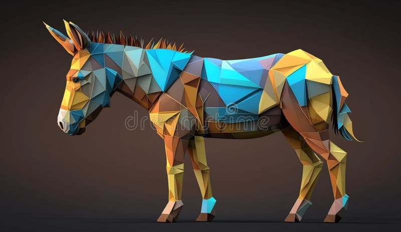 Colourful Low Polygon Geometric Donkey Animal. Generative AI Stock ...