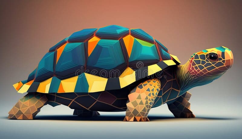 Colourful Low Polygon Geometric Turtle Animal. Generative AI Stock ...