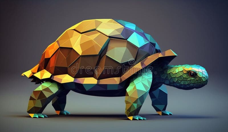 Colourful Low Polygon Geometric Turtle Animal. Generative AI Stock ...