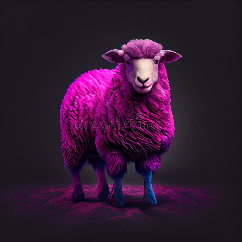 Colourful Magenta Sheep Generative AI Illustration Stock Illustration ...