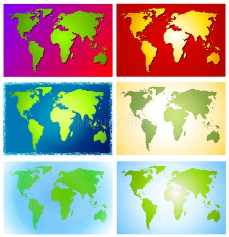 Colourful Maps of the World Stock Illustration - Illustration of global ...