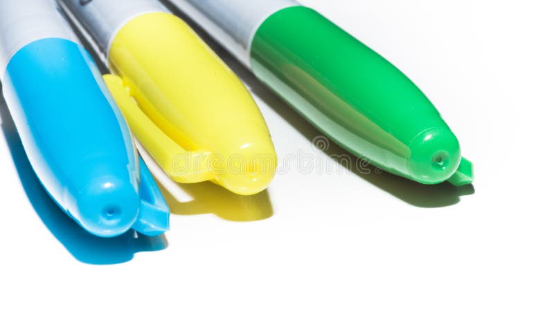Colourful Markers on White Background Stock Image - Image of kids, draw ...