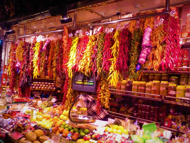 Colourful Market and Food, La Boqueria in Barcelona City, Catalonia ...