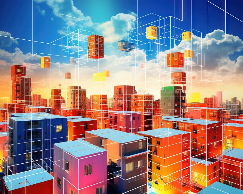 Colourful Microgrid - Smartgrid Concept Generative AI Illustration ...