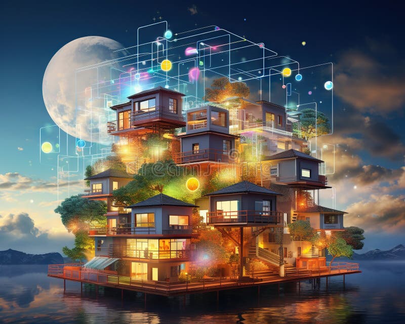 Colourful Microgrid - Smartgrid Concept Generative AI Illustration ...