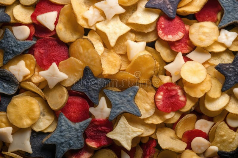 Colourful Mix of Potatoes Chips in Shape of Stars and Stripes Stock ...
