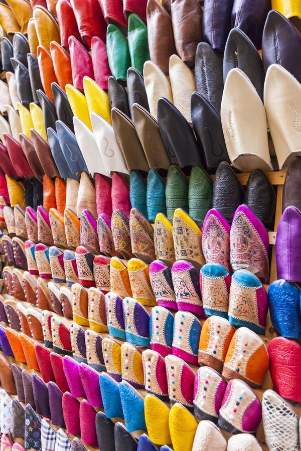 Colourful Moroccan Slippers, Marrakesh Stock Image - Image of african ...