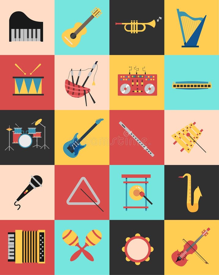 Colourful Music Instruments Stock Illustrations – 218 Colourful Music ...