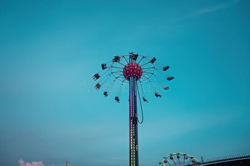 Colourful Neon of Fun Fair at Night Stock Photo - Image of amusement ...