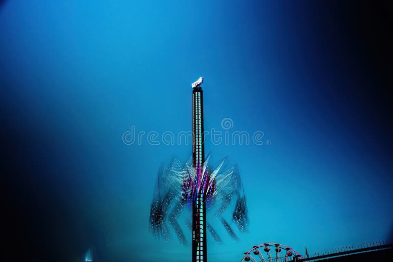 Colourful Neon of Fun Fair at Night Stock Image - Image of colorful ...