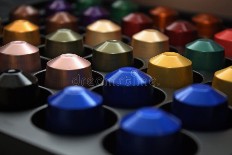 Colourful Nespresso Capsules Stock Image - Image of yellow, espresso ...