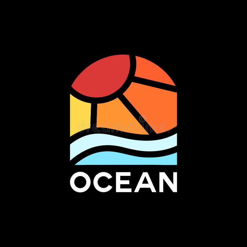 Colourful Ocean Logo Vector Design Illustration Emblem Stock Vector ...