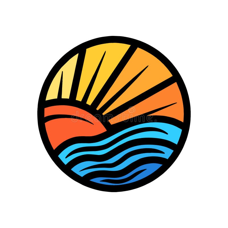 Colourful Ocean Logo Vector Design Illustration Emblem Stock Vector ...