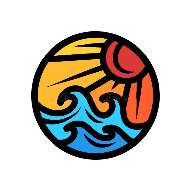 Colourful Ocean Logo Vector Design Illustration Emblem Stock Vector ...