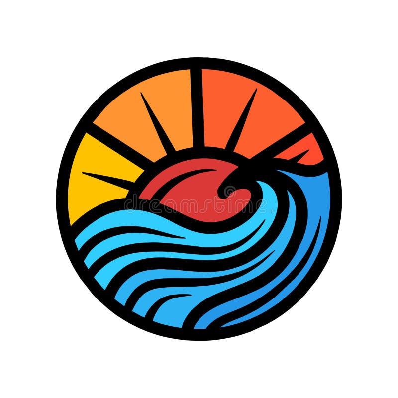 Colourful Ocean Logo Vector Design Illustration Emblem Stock Vector ...